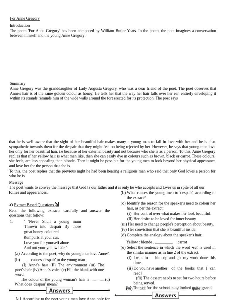 For Anne Gregory (IMP) | PDF | Poetry | Beauty