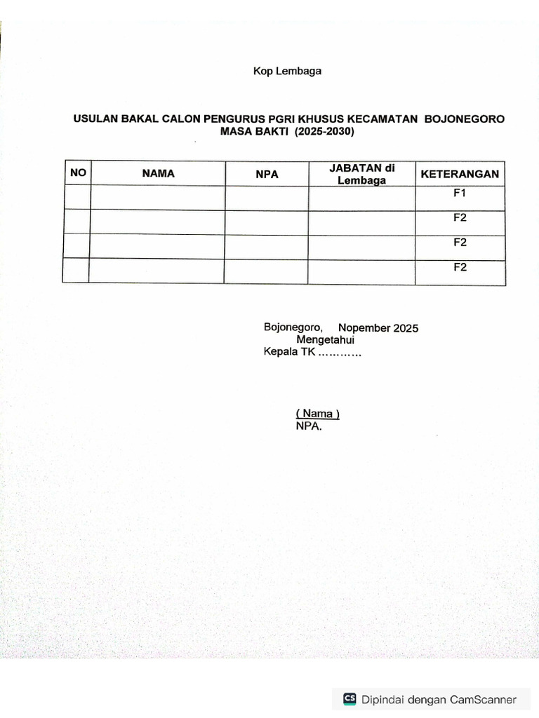 Form Usulan Dari Lembaga | PDF