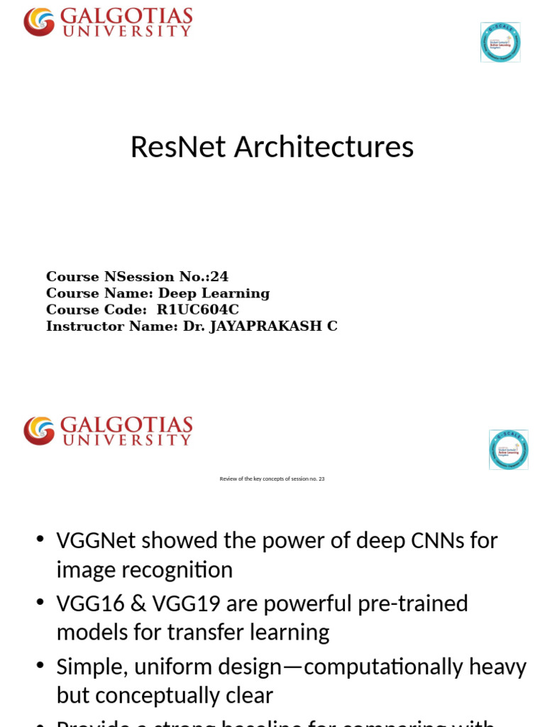 Lect 24 ResNet Deep Learning Presentation (1) | PDF | Computing | Artificial Intelligence