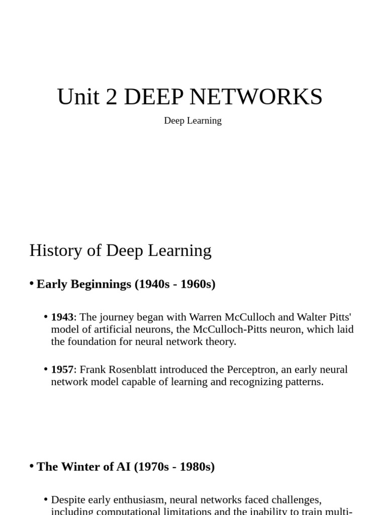 Unit 2 Deep Networks | PDF | Deep Learning | Cognitive Science