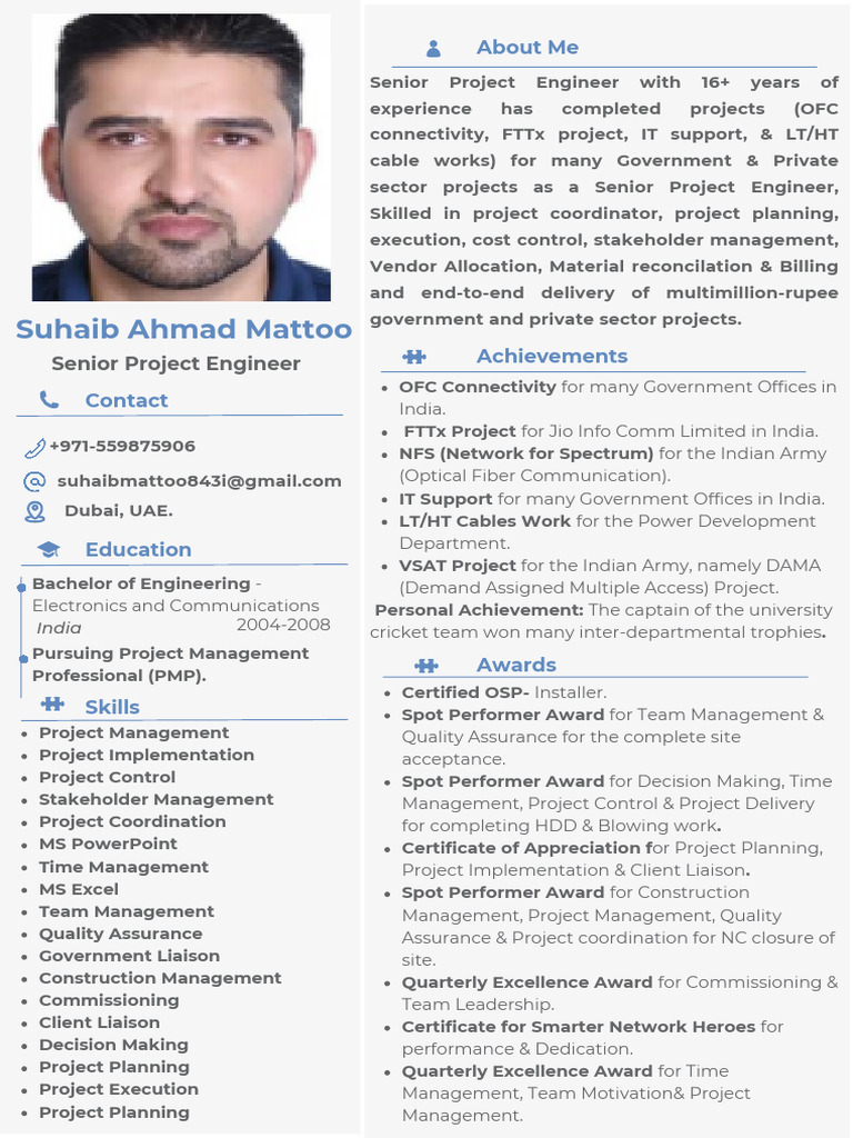 Suhaib CV | PDF | Fiber To The X | Telecommunications