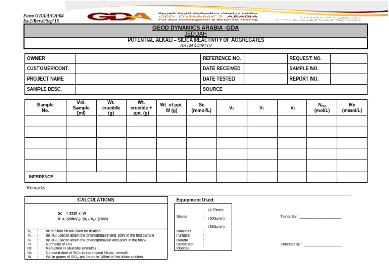 A CH 04 Potential Alkali Silica Reactivity Rev.0 | PDF | Analytical ...