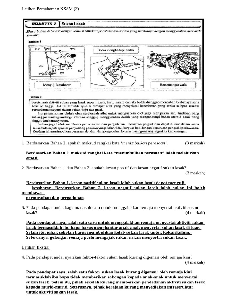 Latihan Pemahaman KSSM 3 j2bm | PDF