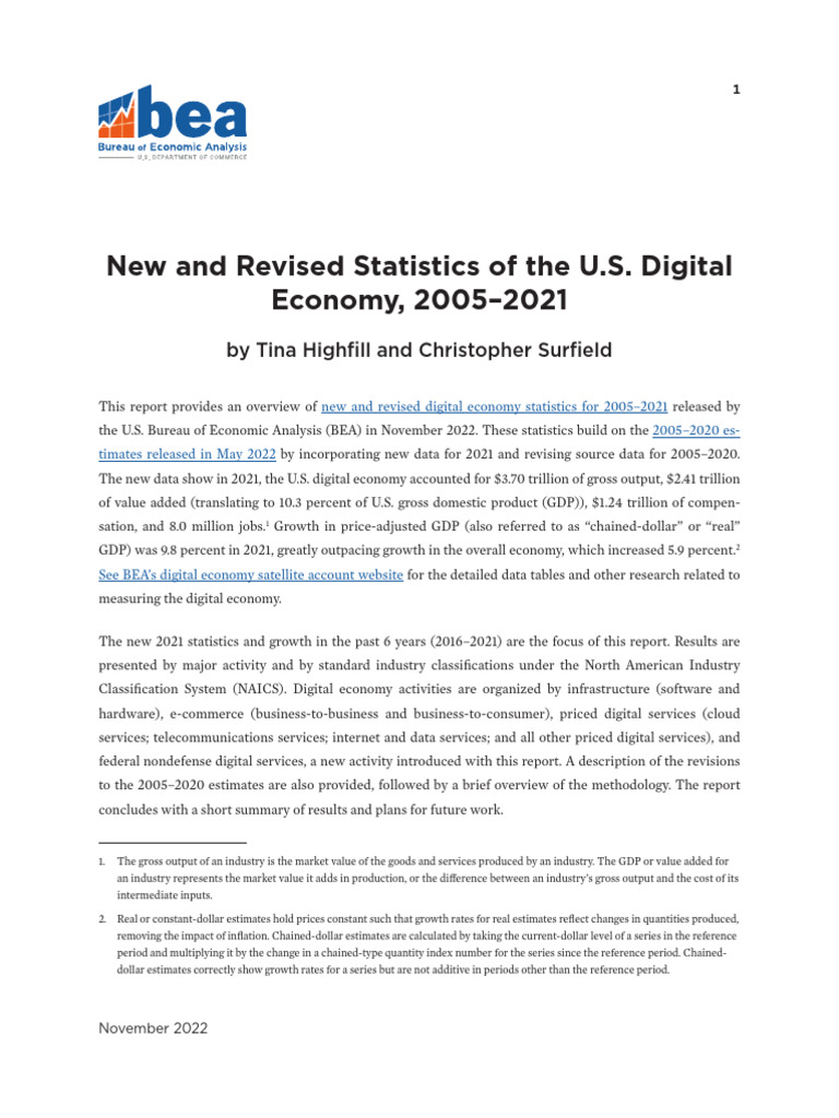 New and Revised Statistics of The Us Digital Economy 2005 2021 | PDF ...