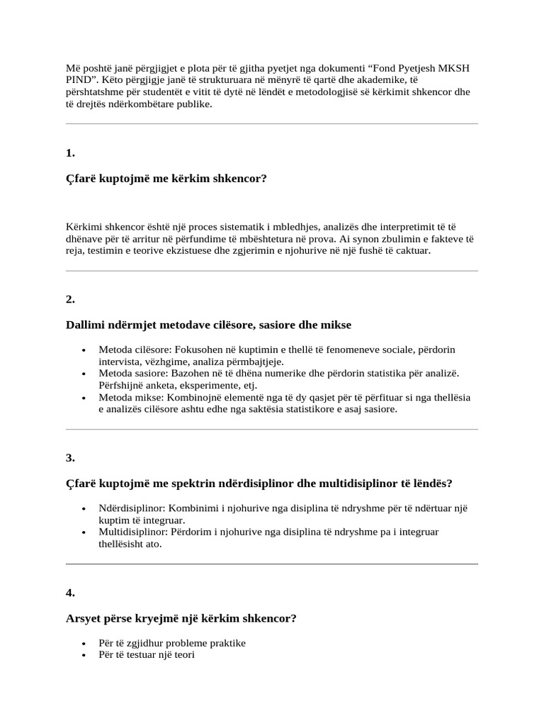 Pyetje Provimi | PDF