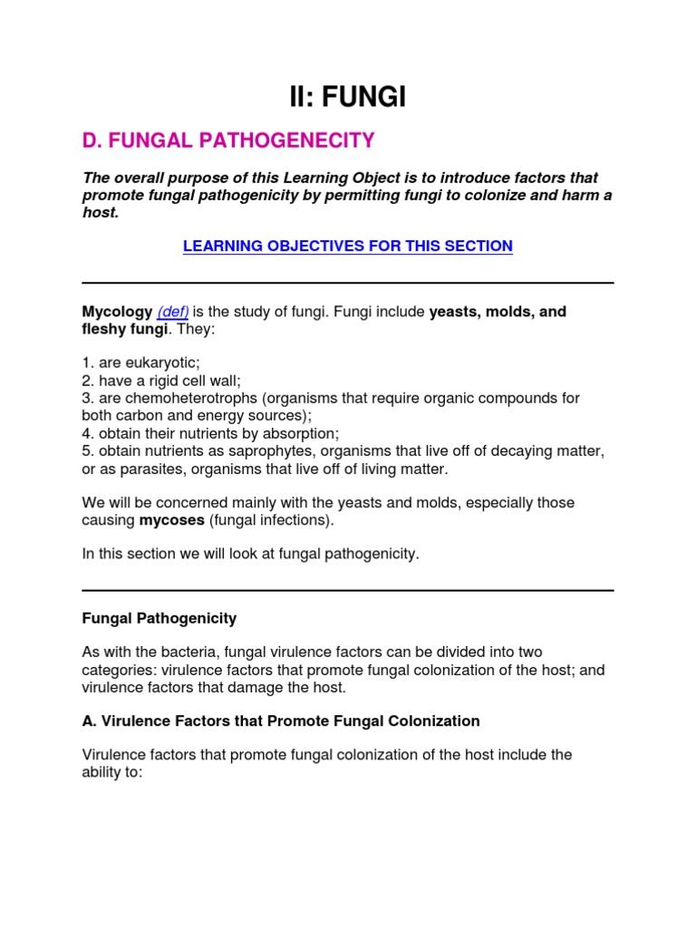 Ii: Fungi: D. Fungal Pathogenecity | PDF | Macrophage | Immune System
