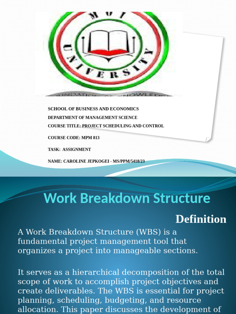 Work Breakdown Structure PPT Presentation - Caroline Jepkogei | PDF ...