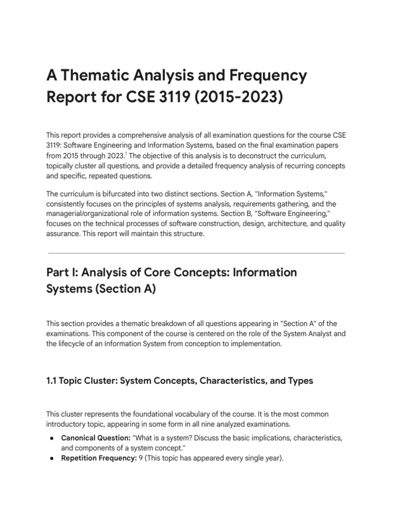 CSE 3119 Exam Question Analysis 2015-2023 | PDF | Software Development ...