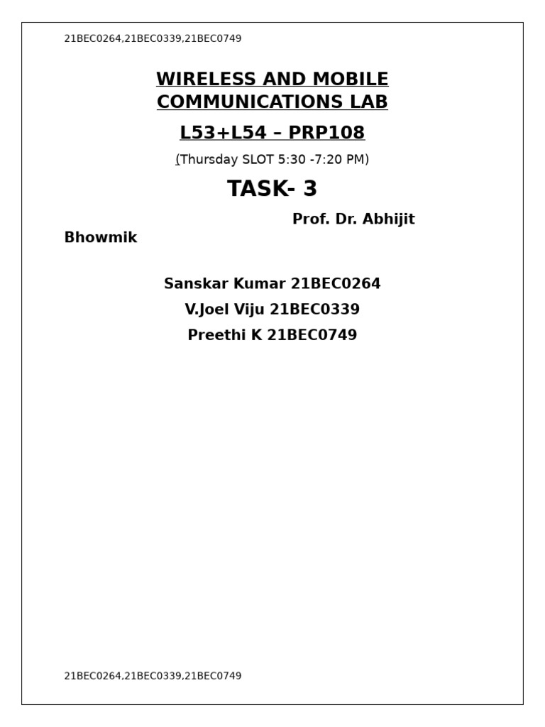 Wireless Lab Task 3 | PDF | Bandwidth (Signal Processing) | Information ...
