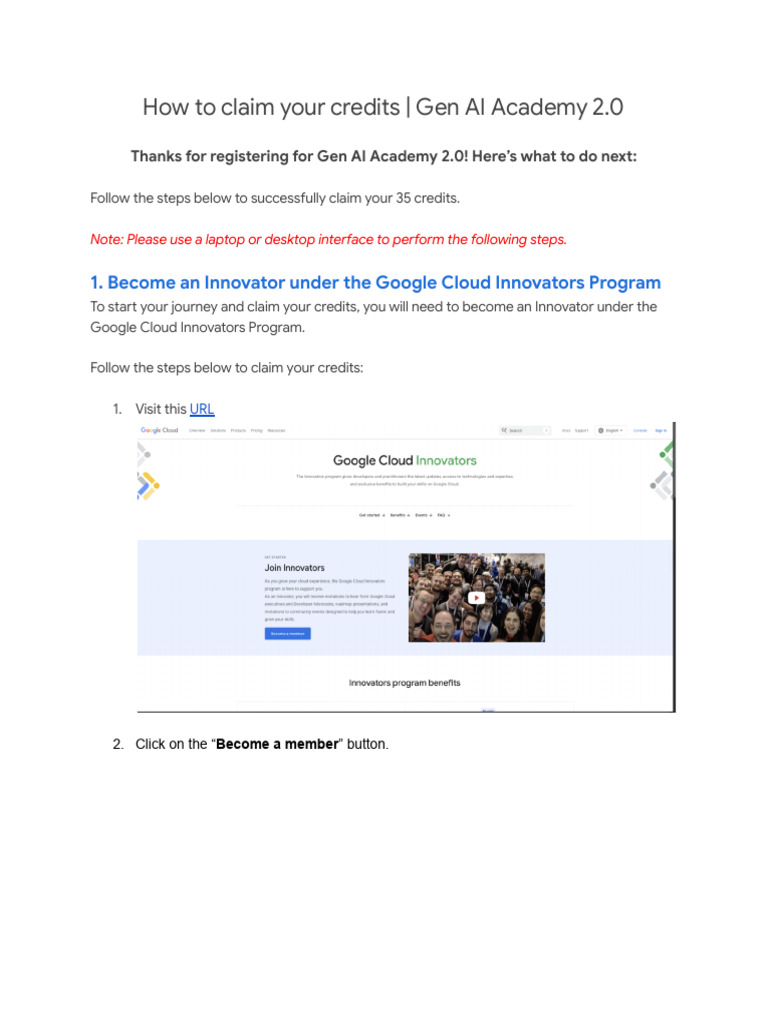 Claim Your 35 Credits at Gen AI Academy | PDF