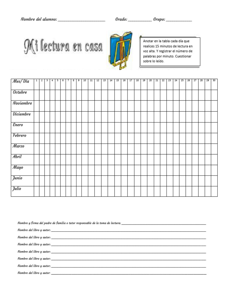 Registro de Lectura Diaria 15 Minutos | PDF