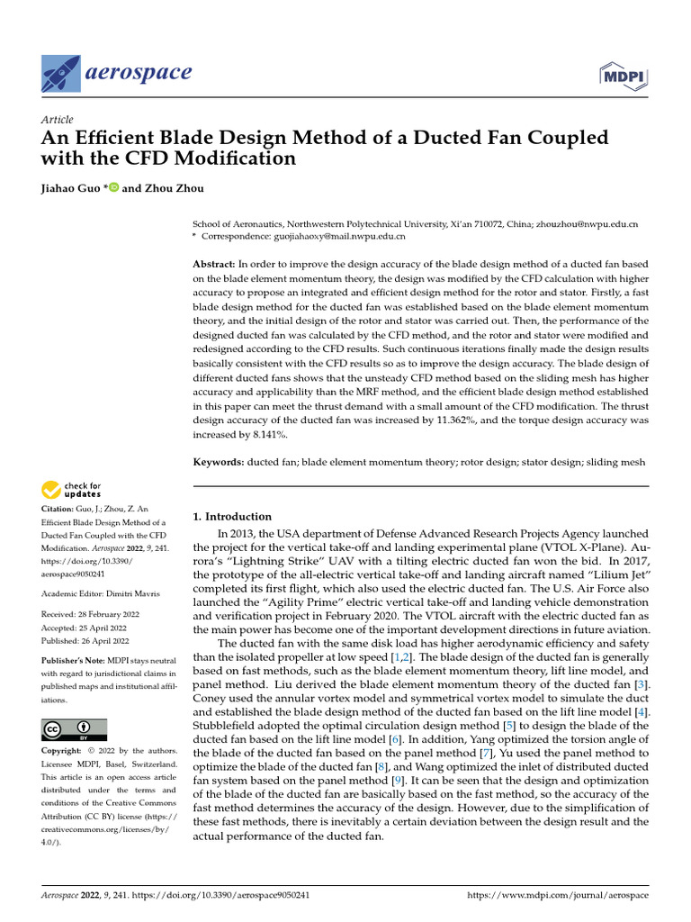 Aerospace 09 00241 v2 | PDF | Computational Fluid Dynamics | Fluid Dynamics