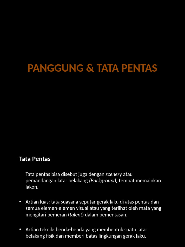 PANGGUNG & TATA PENTAS | PDF