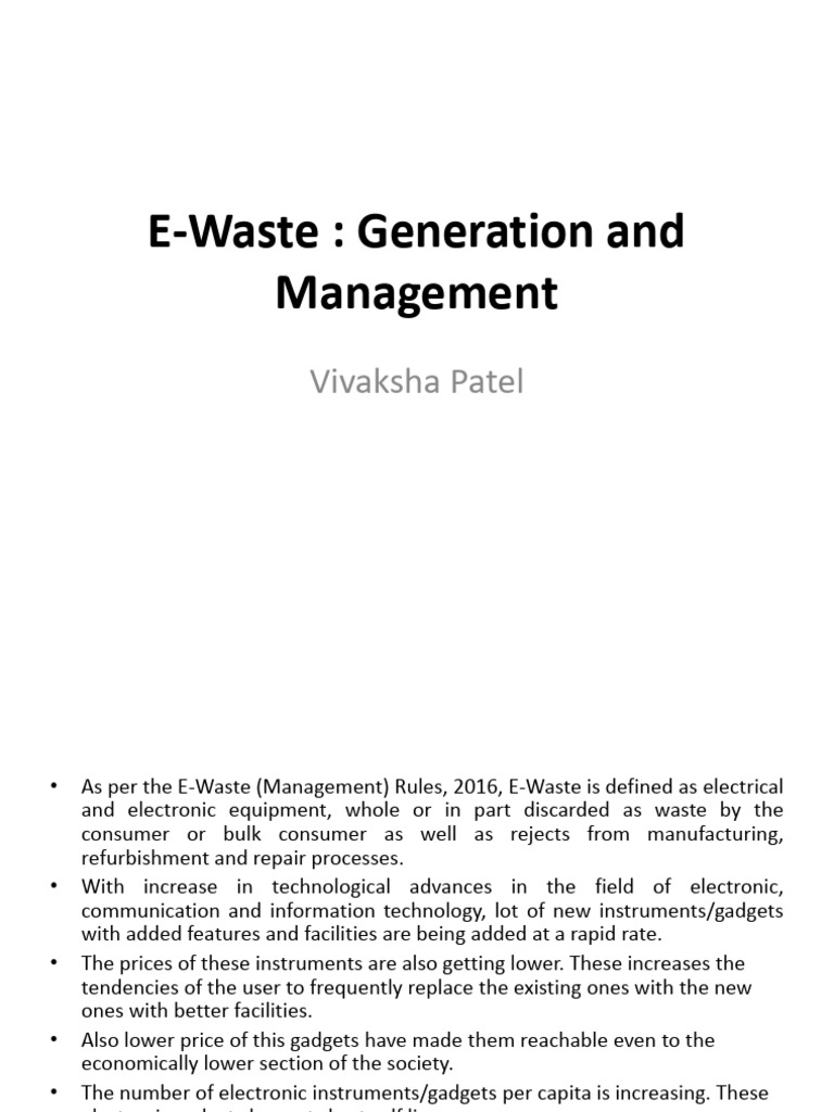 E-Waste Management: Challenges & Solutions | PDF | Electronic Waste ...