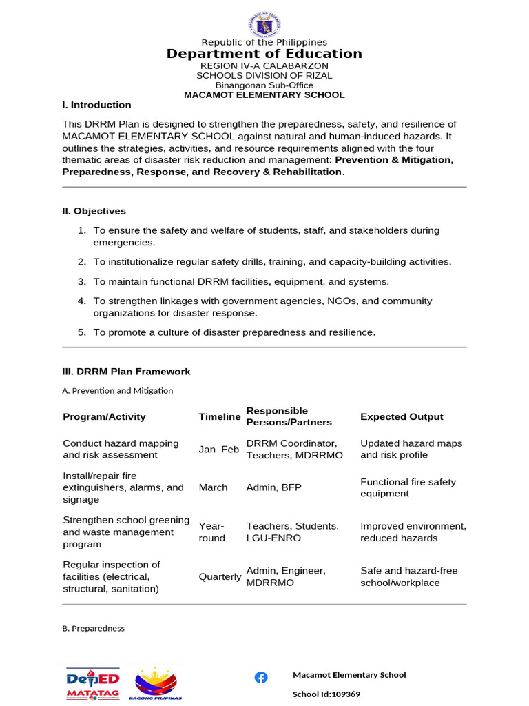 2024-2025 DRRM Plan | PDF | Emergency Management | Disaster Risk Reduction