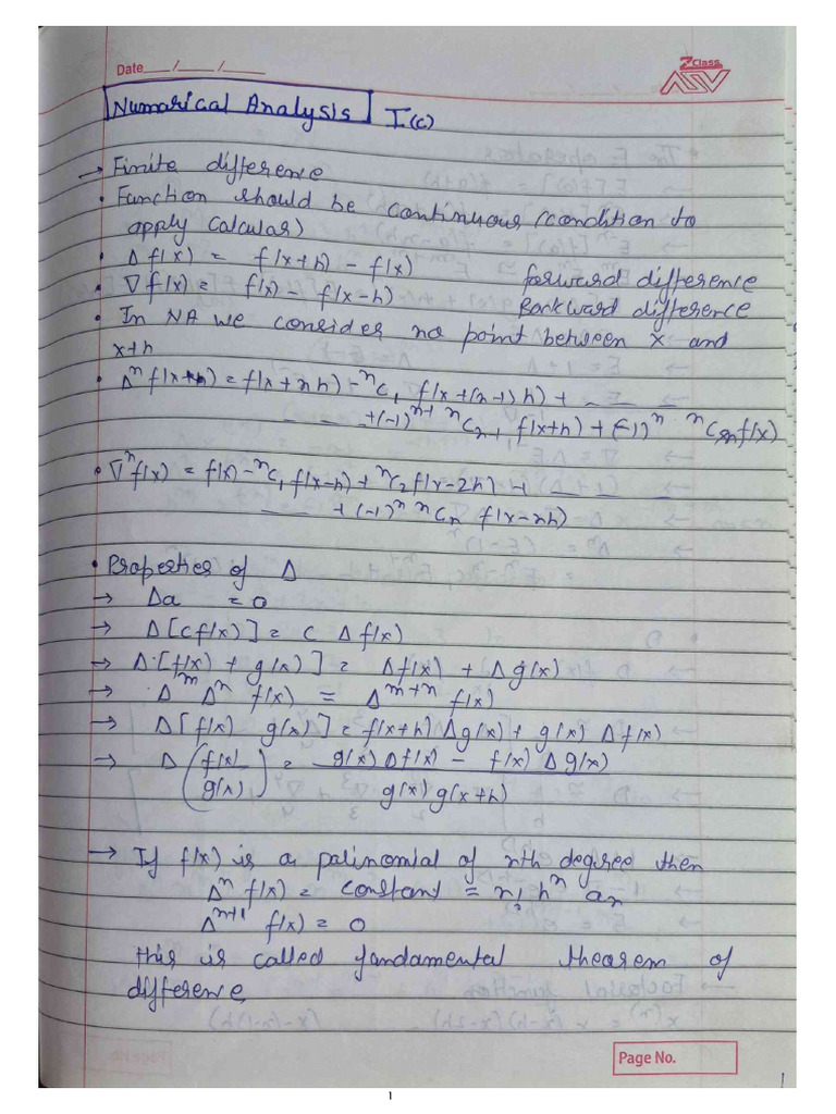 Numerical Analysis Short Notes By Pragya Pathak Pdf