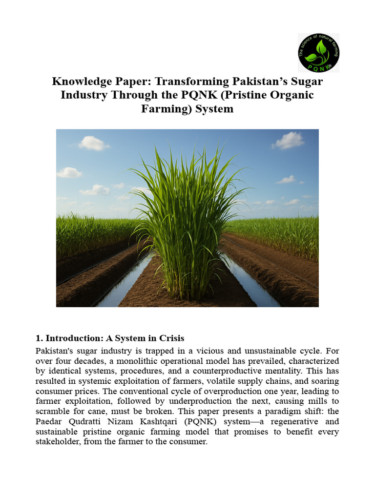 Knowledge Paper - Transforming Pakistan's Sugar Industry Through The ...