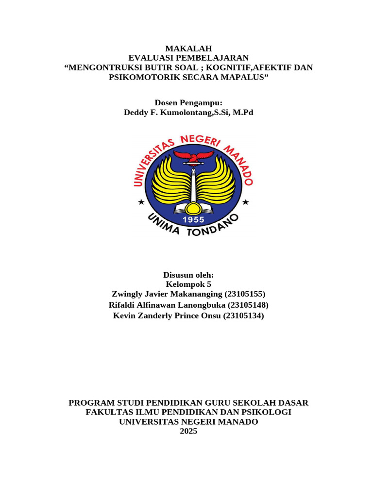Makalah Evluasi Pmbelajaran Kelompok 5 | PDF