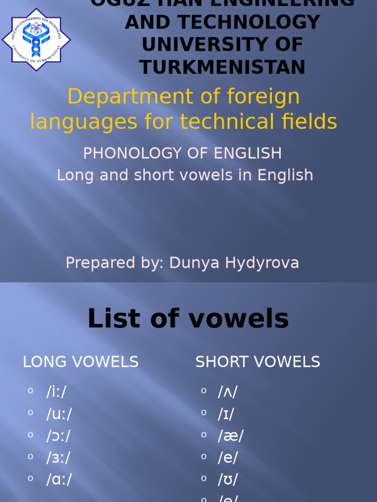 Long and Short Vowels | PDF