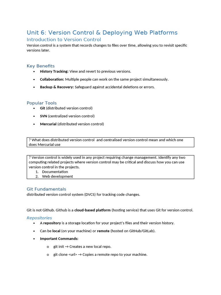 Version Control and Web Platform Deployment_1 | PDF | Version Control | Cloud Computing
