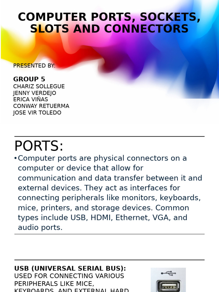 Ports Sockets Slots and Connectors | PDF | Usb | Electrical Engineering