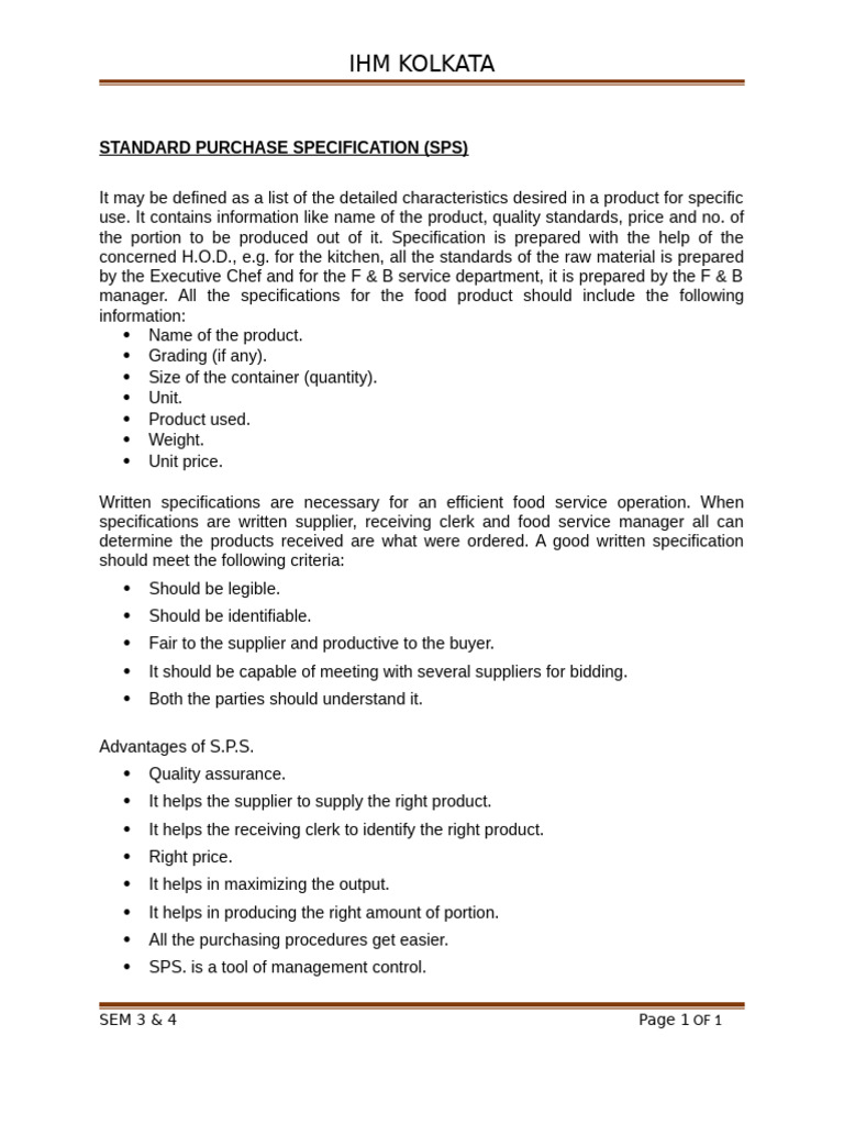 605 498 Standard Purchase Specification | PDF