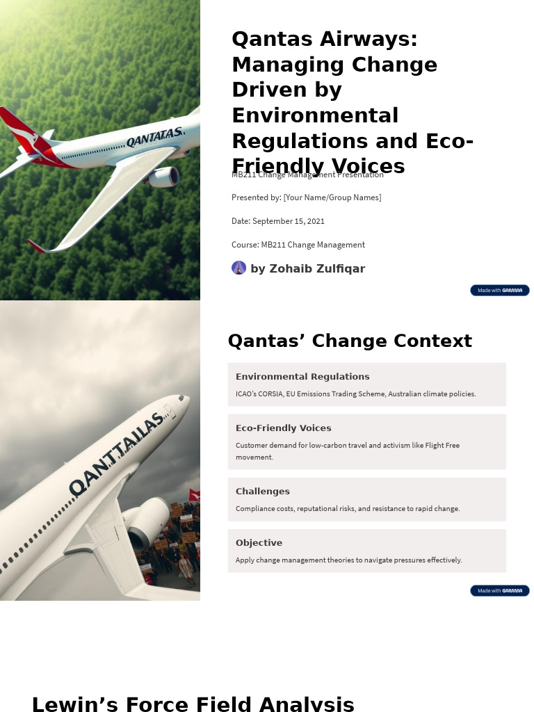 Qantas Airways Managing Change Driven by Environmental Regulations and ...