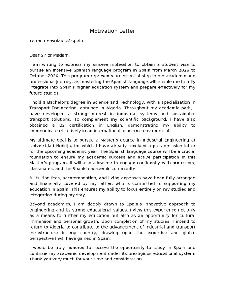 Motivation Letter Rasoul Abdessamed Arial | PDF