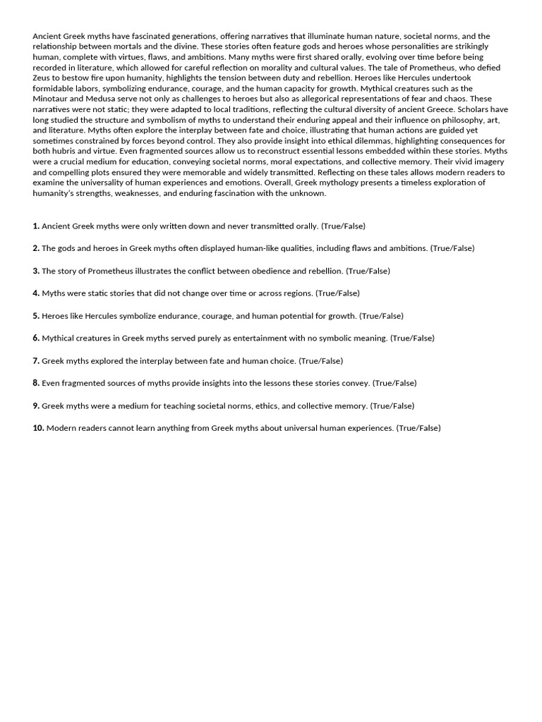 Exploring Ancient Greek Myths and Morals | PDF | Greek Mythology | Hero