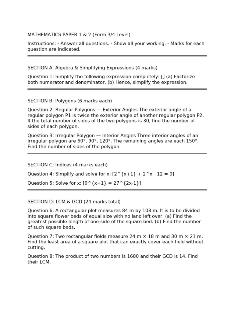 Kcse Math Paper | PDF | Elementary Mathematics | Mathematics