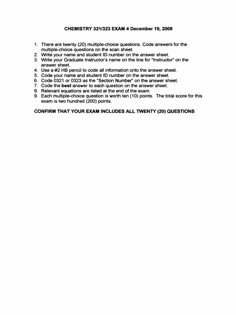 Chemistry 321/323 Exam 4 Instructions | PDF | Estradiol | Chemistry