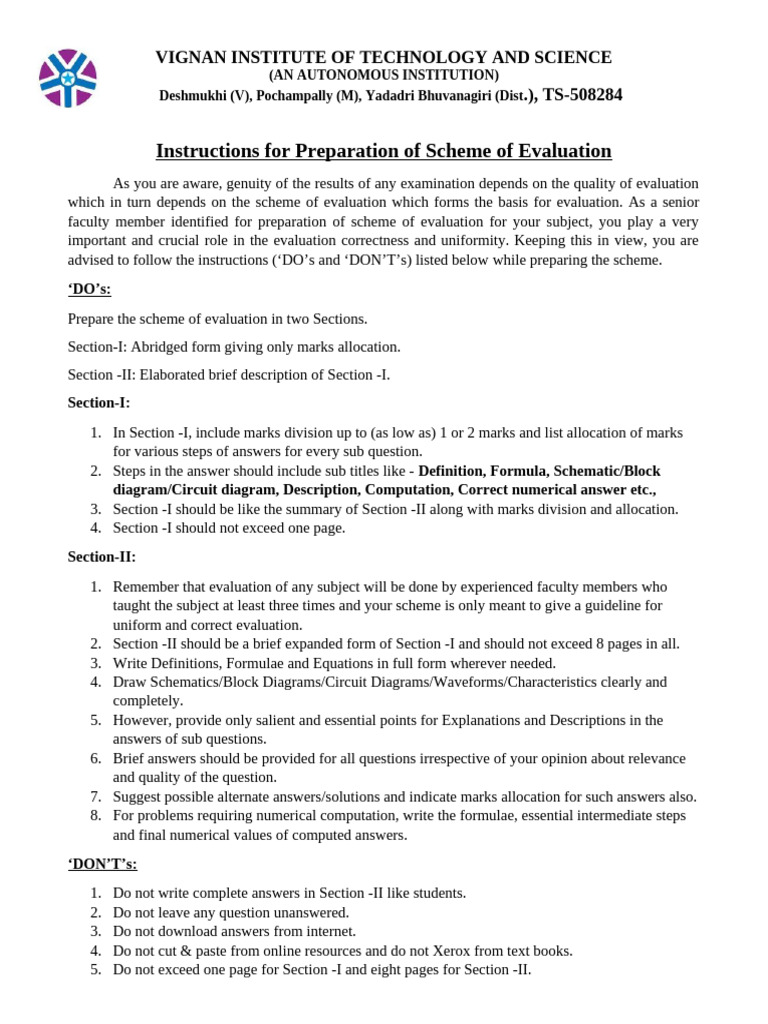 Scheme of Evaluation Guidelines | PDF | Evaluation