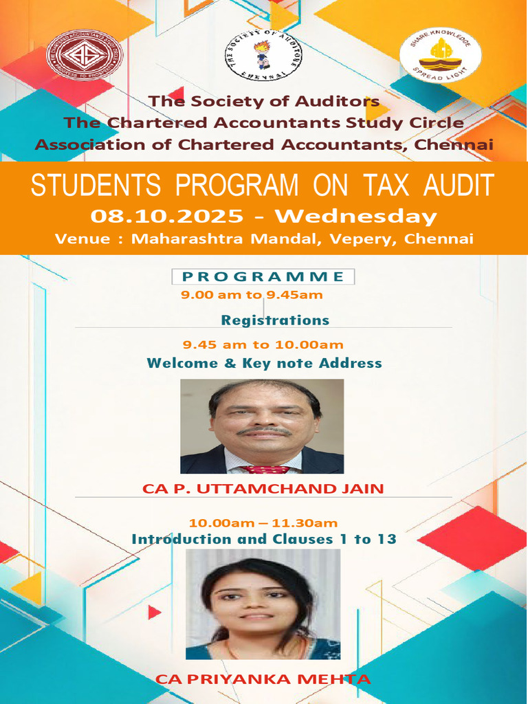 Students - Joint Program On Tax Audit 2025 | PDF