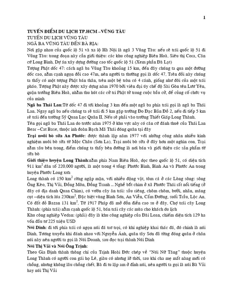 Tuyen Du Lich Vung Tau | PDF