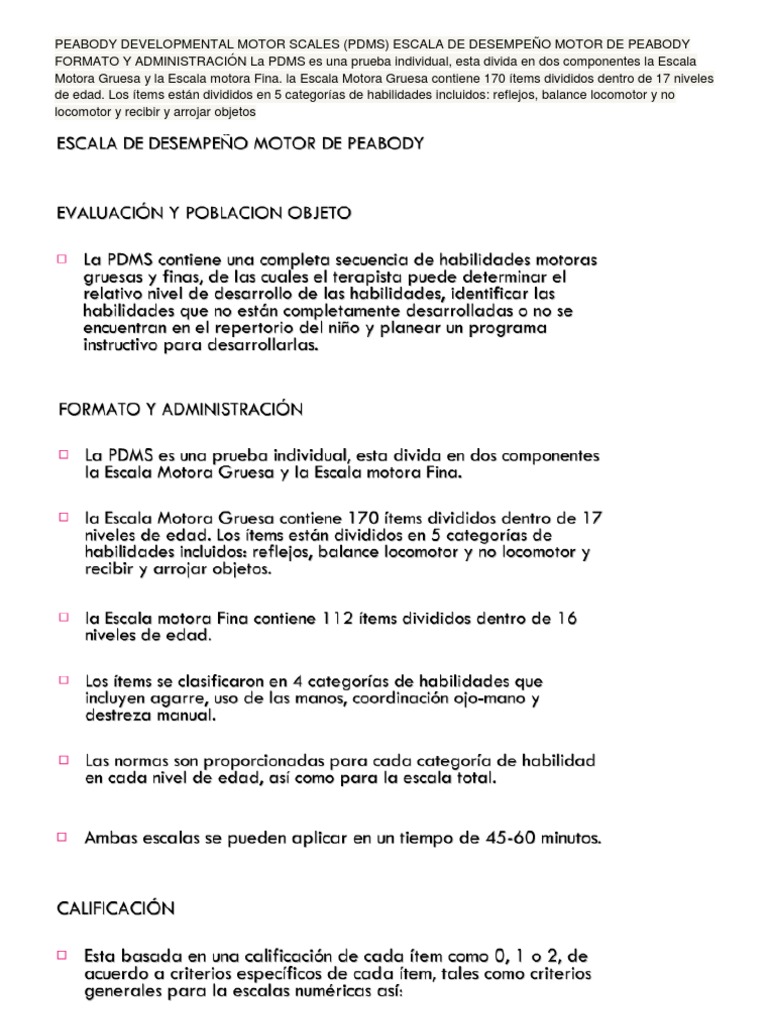 Peabody Developmental Motor Scales | PDF | Science | Ciencia y Tecnología