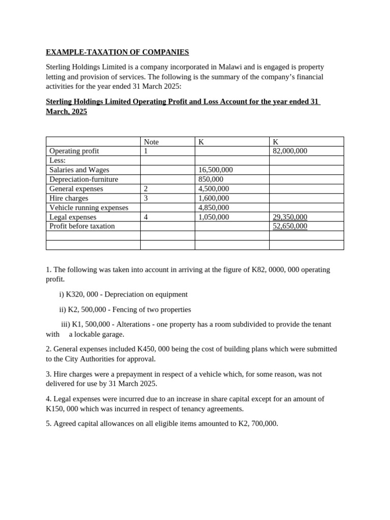 Taxation of Companies-EXAMPLE | PDF | Expense | Taxes