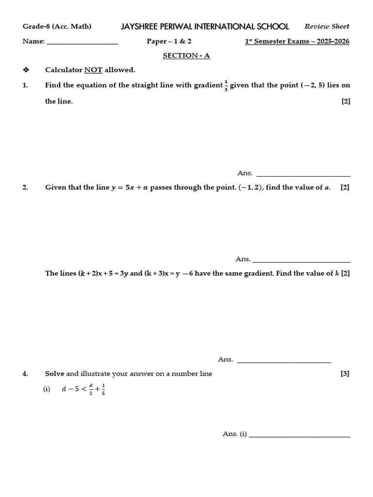 Grade 8 Math Review Sheet 2025-2026 | PDF | Interest | Triangle
