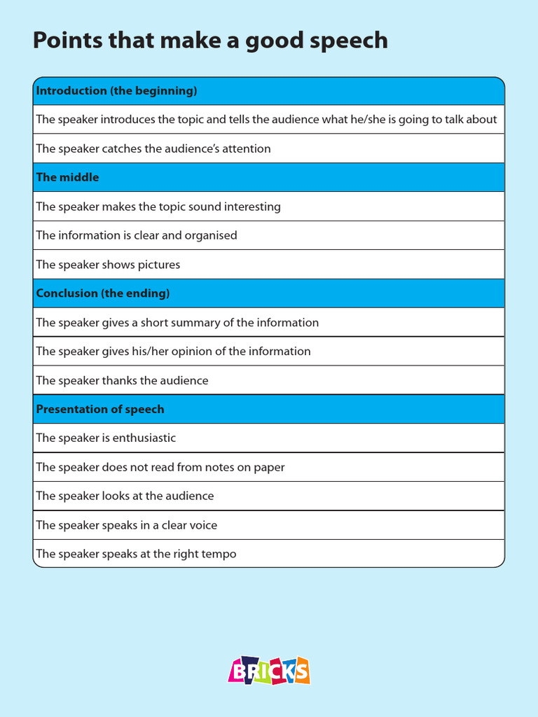 Points That Make a Good Speech | PDF