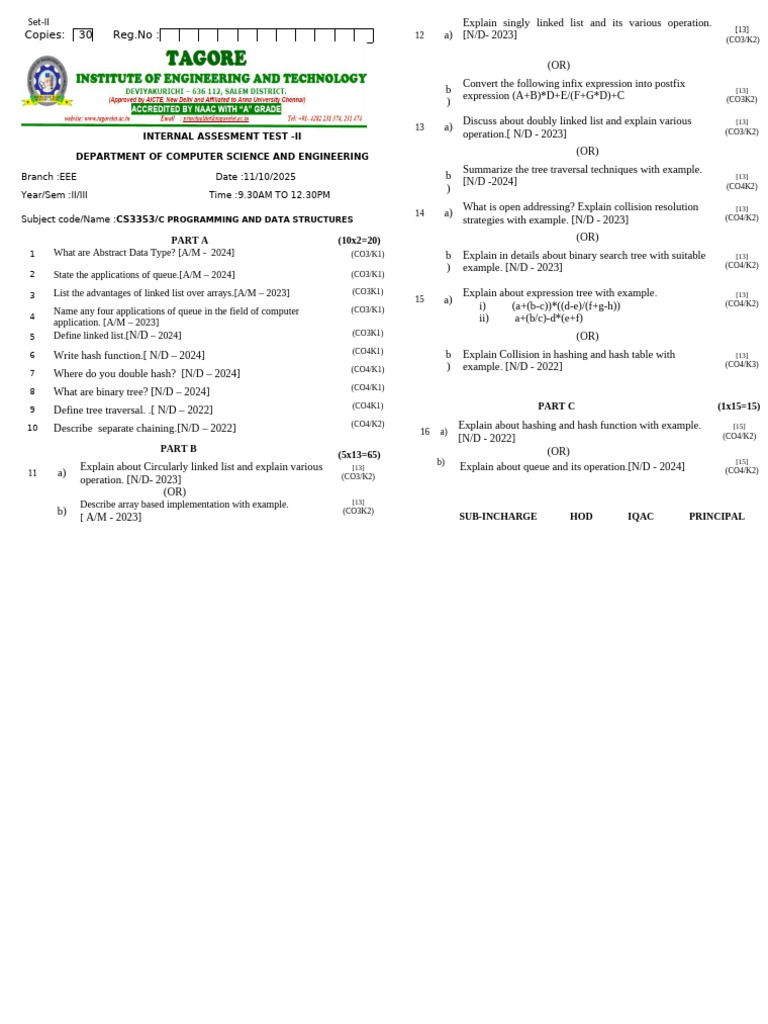 Iat 2 QP Cpds Set 2 | PDF | Algorithms | Computer Data