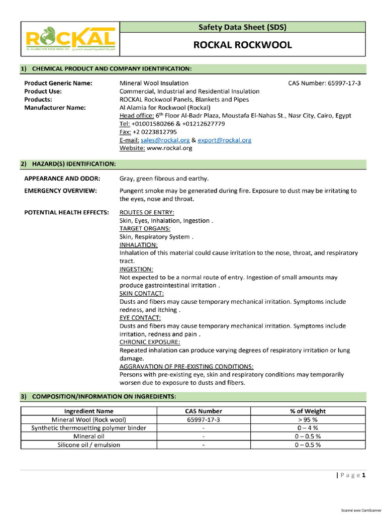 Rockal Rockwool Sds | PDF
