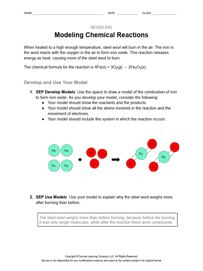 Macklin Jakuttis Modeling Chemical Reactions PDF | PDF | Chemical ...