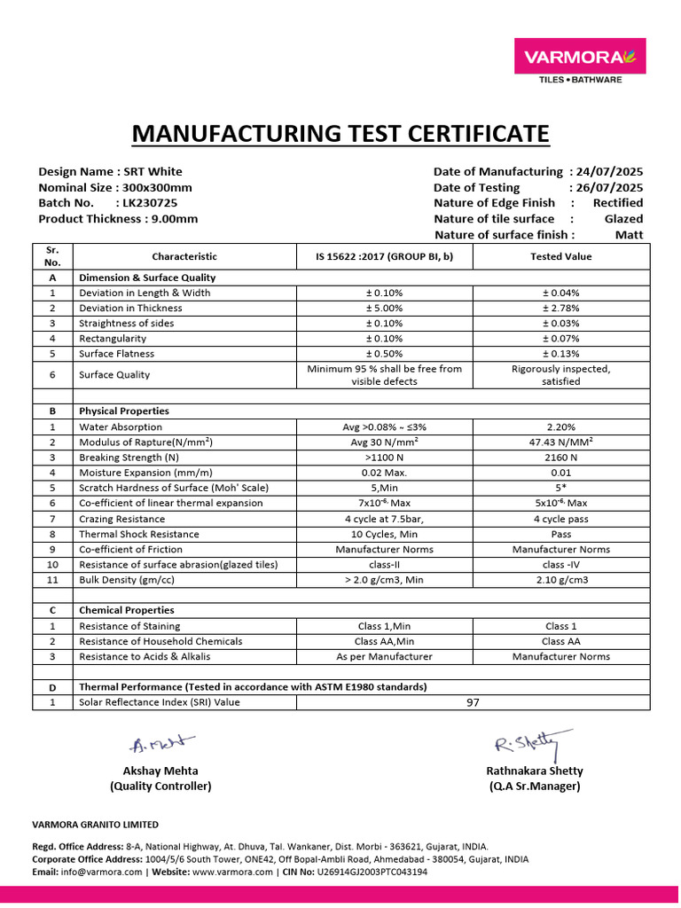 SRT White Lk230725 | PDF | Mechanical Engineering | Materials