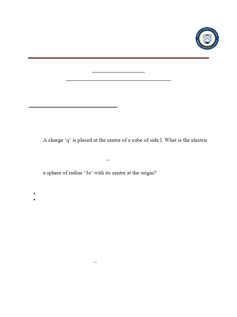 XII Physics Worksheet (Half-Yearly) | PDF | Capacitor | Capacitance
