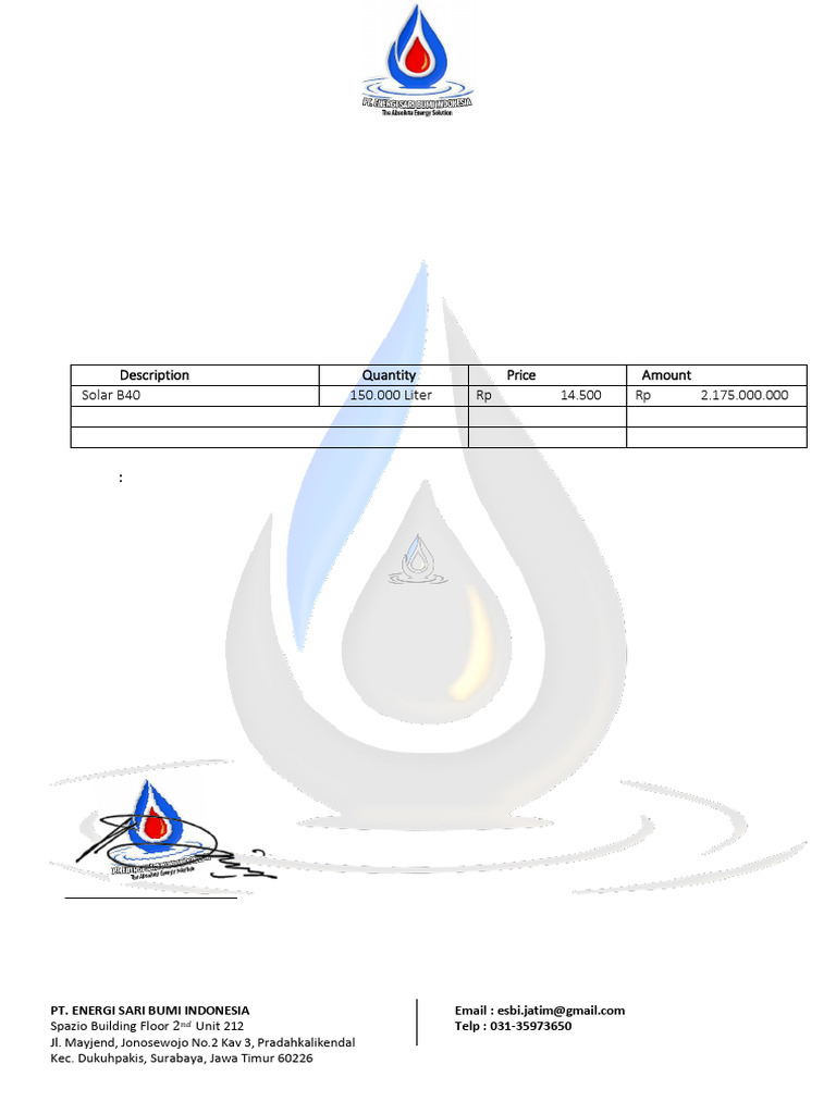 Purchase Order Solar B40 Kabaena 2025 | PDF