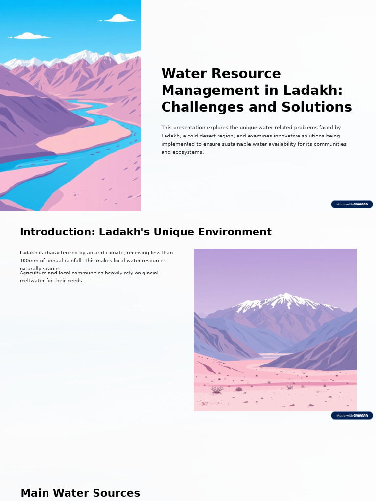 Water Resource Management in Ladakh Challenges and Solutions | PDF ...