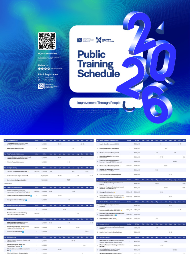 Public Training Schedule by PQM Consultants | PDF | Business Economics ...