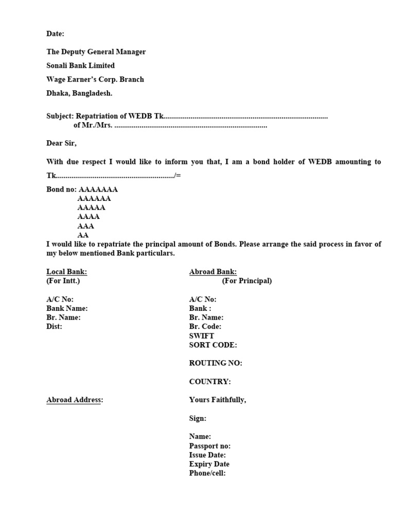 Repatriation Application | PDF
