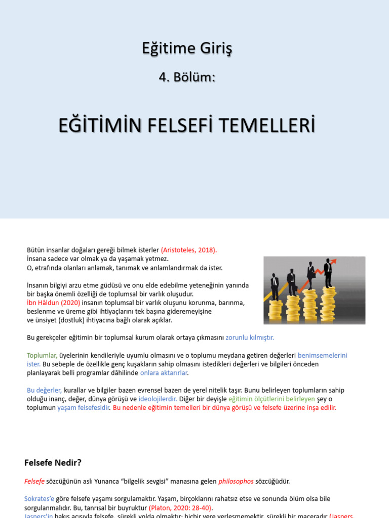 4. Bölüm - Eğitimin Felsefi Temelleri | PDF
