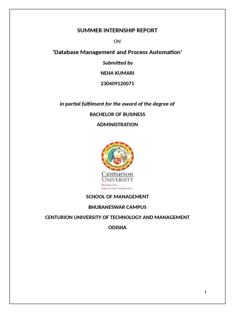 SUMMER INTERNSHIP REPORT | PDF | Human Resource Management | Microsoft ...