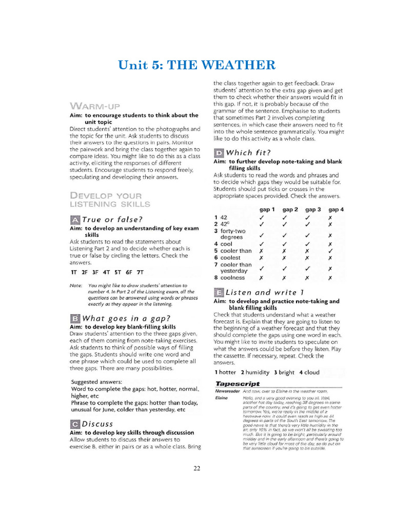 Unit 5 Key And Tapescript Pdf